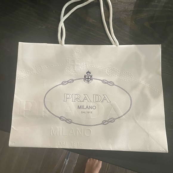 Prada | Bags | Prada Authentic Shopping Bag White Heavy Paper W Prada ...